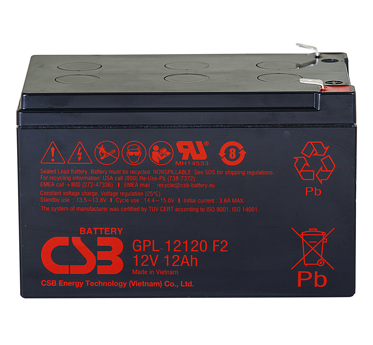 CSB GPL12120 12V 12Ah Sealed Lead Acid Battery – hardwarexpress