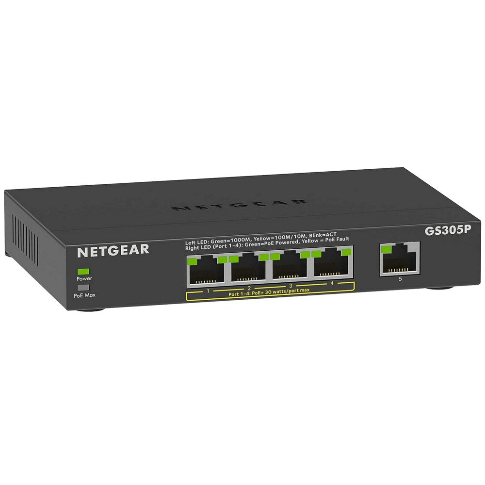 Netgear GS305P 5-Port + PoE Unmanaged Gigabit Ethernet Switch ...