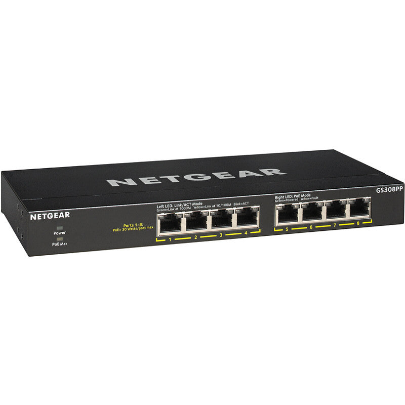 Netgear GS308PP 8-Port Unmanaged PoE Gigabit Ethernet Switch ...
