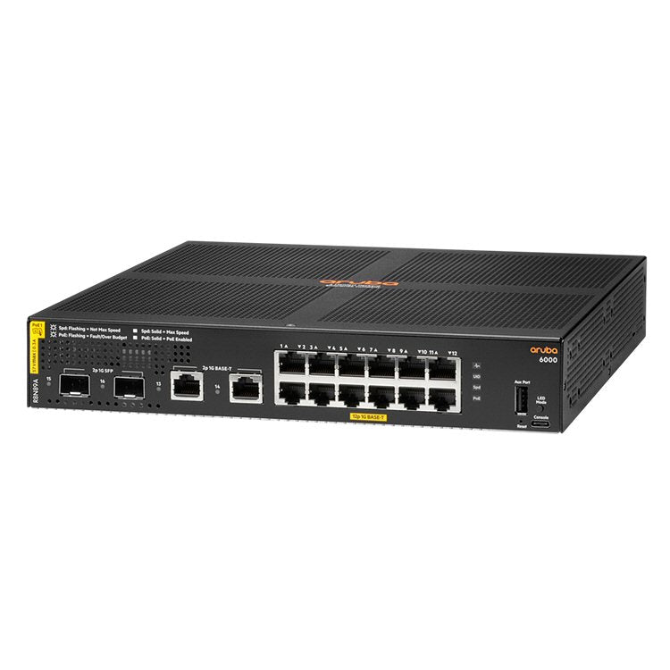 Aruba R8N89A 6000 Series 12G Layer 3 PoE 2G/2SFP Managed Switch ...